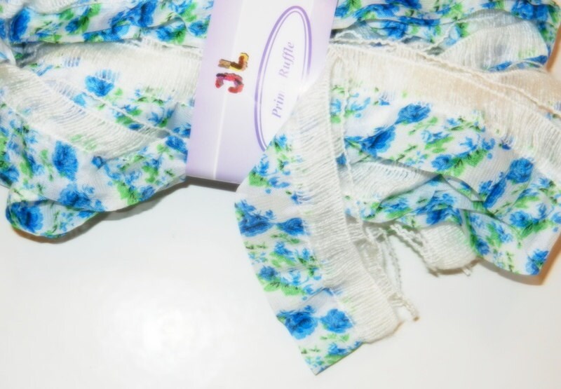Sale 100g Fabric Chiffon Ruffle Yarn White Blue Flowers 1013 - Etsy