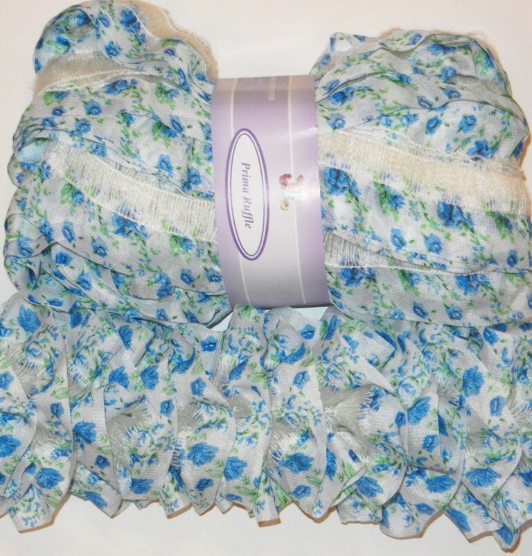 Sale 100g Fabric Chiffon Ruffle Yarn White Blue Flowers 1013 - Etsy