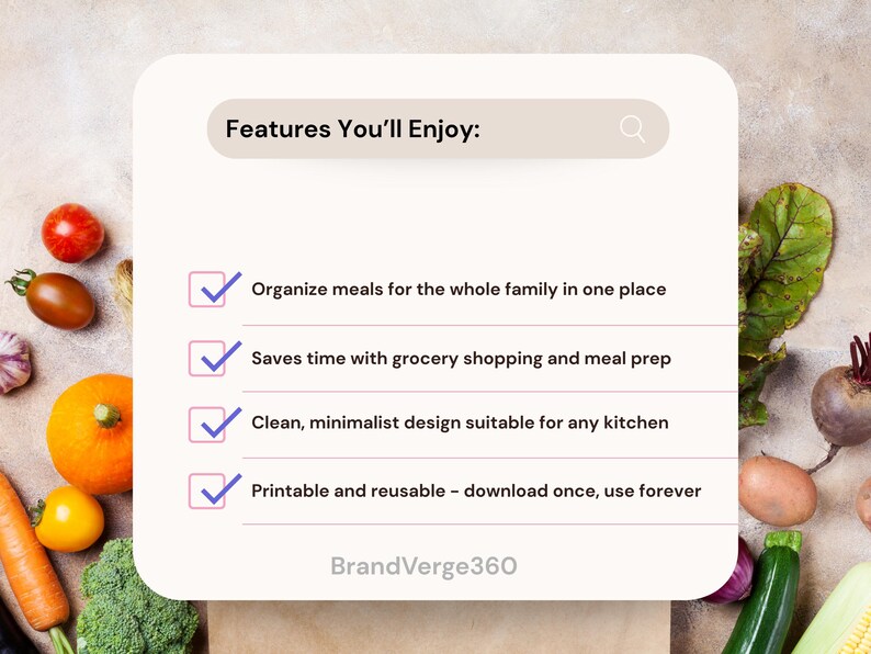 Family Meal Planner | Kitchen Menu Organizer | Printable Meal Planning ...