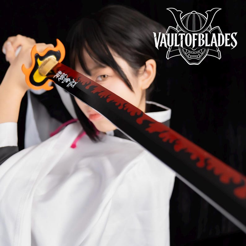 Rengoku Katana Replica – Demon Slayer Flame Sword Cosplay Prop - Etsy