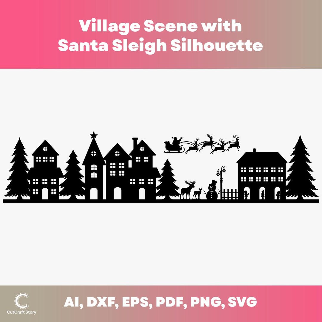 Christmas Scene SVG File | Laser Ready | Cricut Silhouette Digital ...