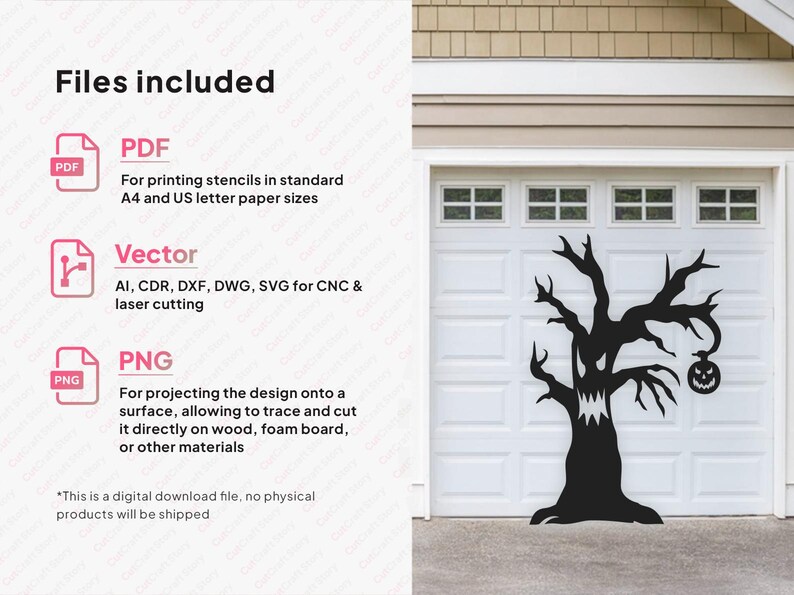 Halloween Haunted Tree Silhouette Template: DIY Yard Art (PDF Download ...