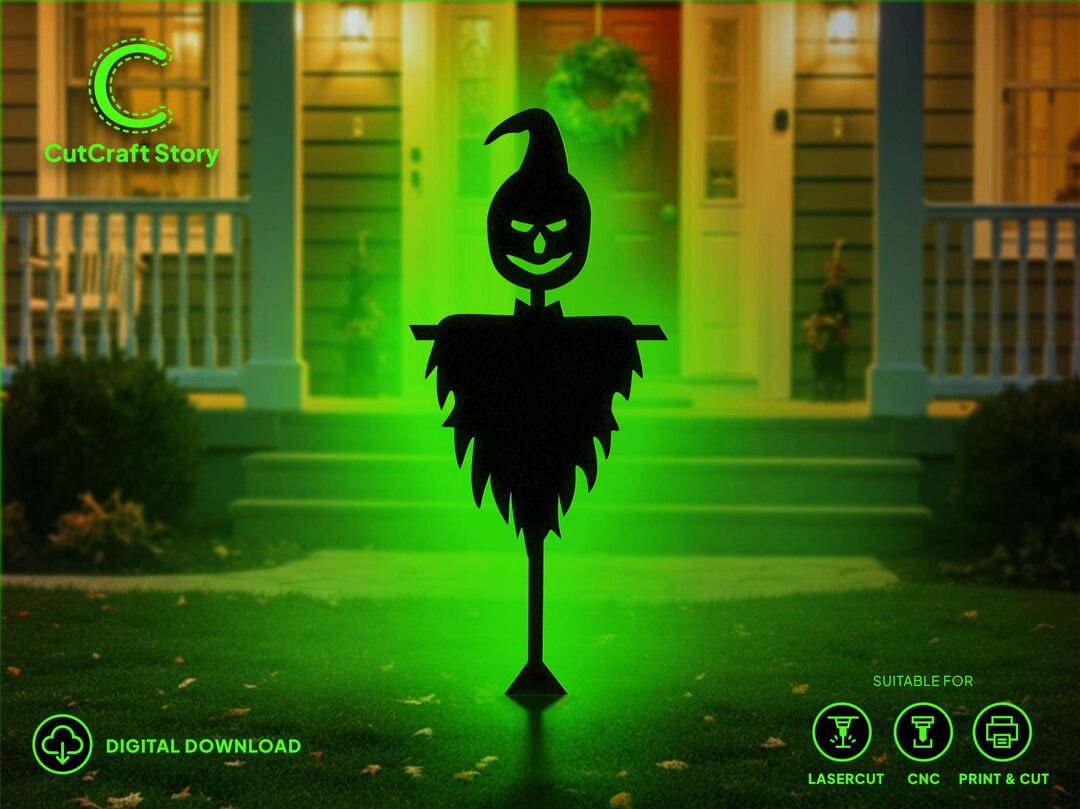 Scarecrow Silhouette Template | Printable Halloween Yard Art | DIY ...