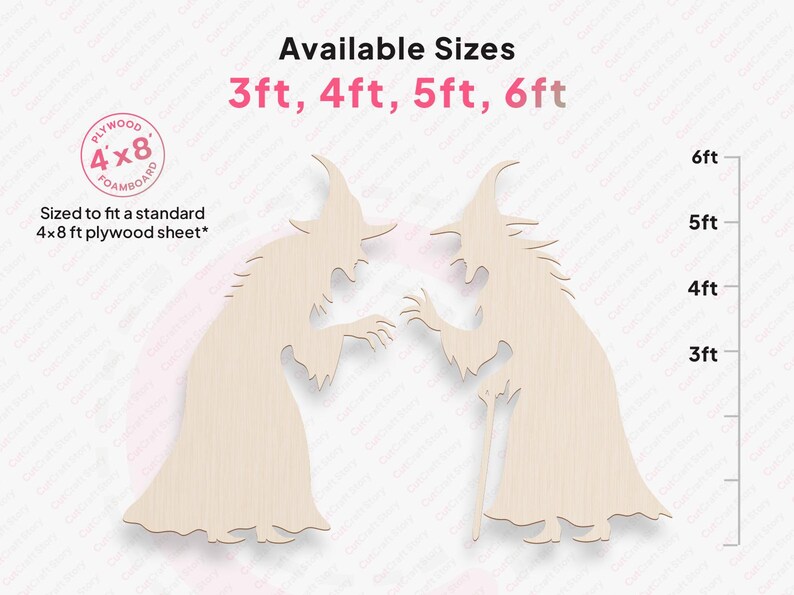 Witches Silhouette Template | Printable Halloween Yard Art Scene | DIY ...