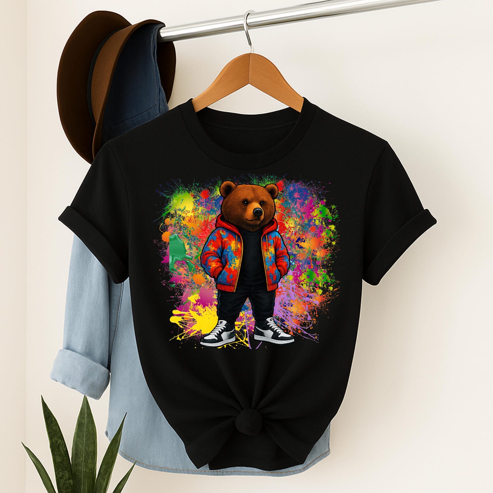Colorful Bear Graphic Tee: Unisex Cotton Animal Shirt - Etsy UK