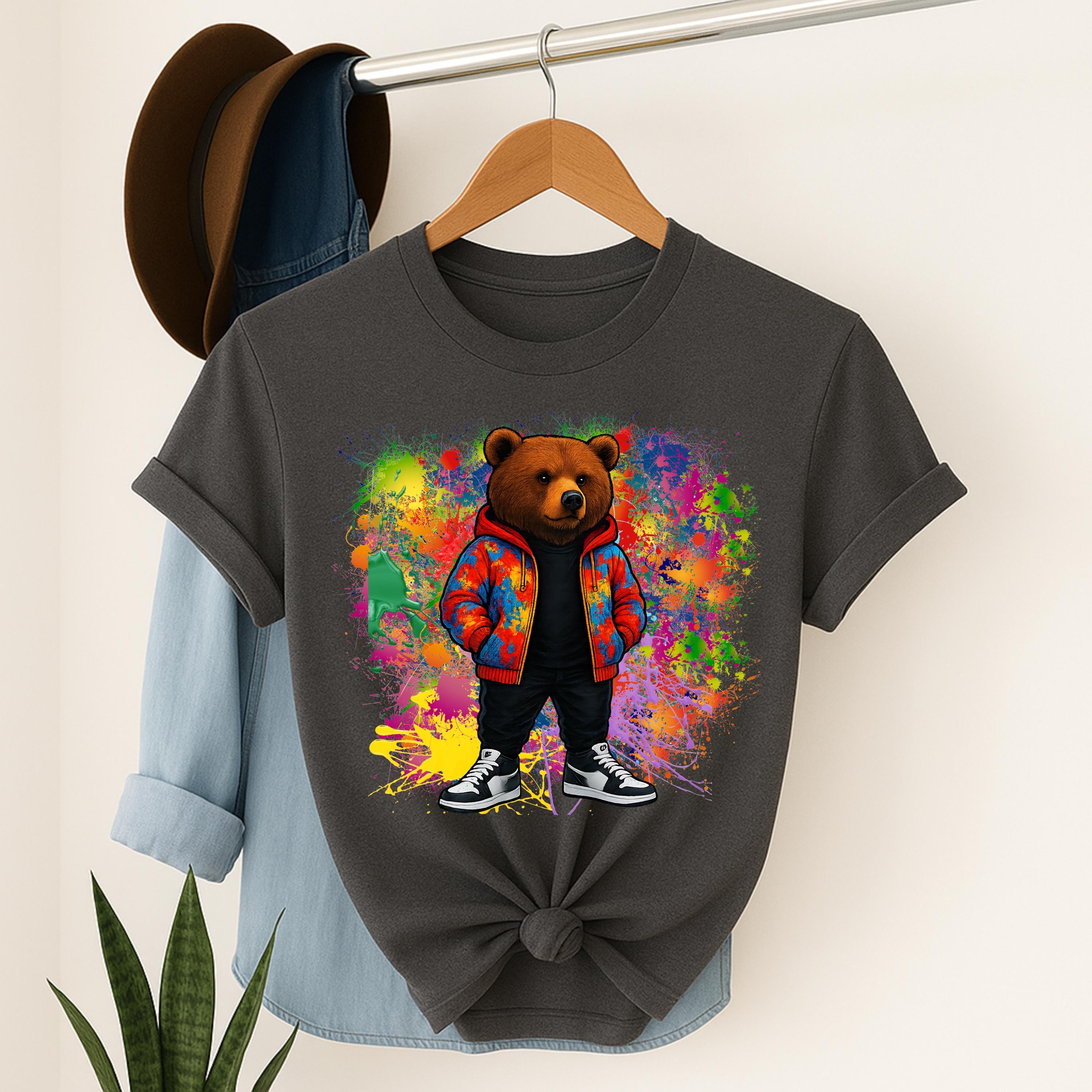 Colorful Bear Graphic Tee: Unisex Cotton Animal Shirt - Etsy UK