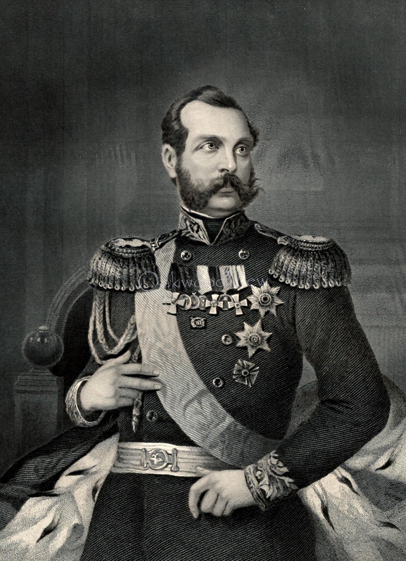 EMPEROR ALEXANDER II of Russia Fine Steel Engraving from | Etsy
