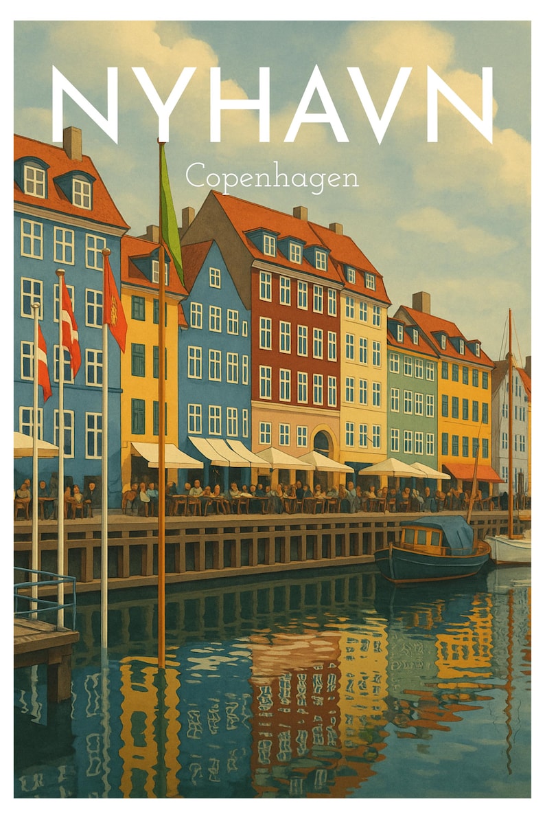Nyhavn Copenhagen Poster – Denmark Vintage Travel Poster | Retro ...