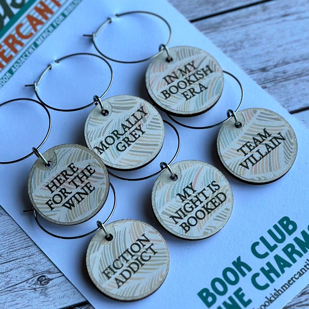Book Club Wine Charms Bookish Merch Gift for Book Lovers - Etsy