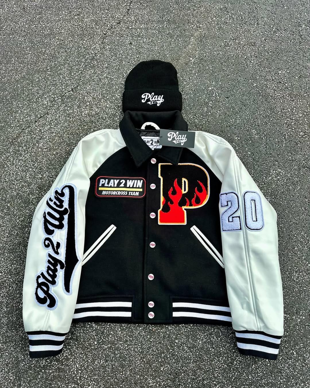 Varsity Jacket Embroidered Letterman With FREE Beanie, Wool & Leather ...