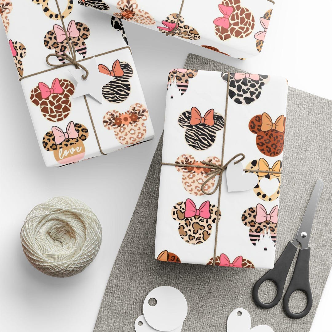 Disney Minnie Mouse Animal Print Gift Wrap, Birthday, Christmas - Etsy
