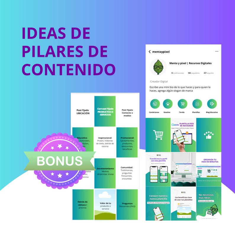 Editable Instagram Feed Canva Template in Spanish | Social Media ...