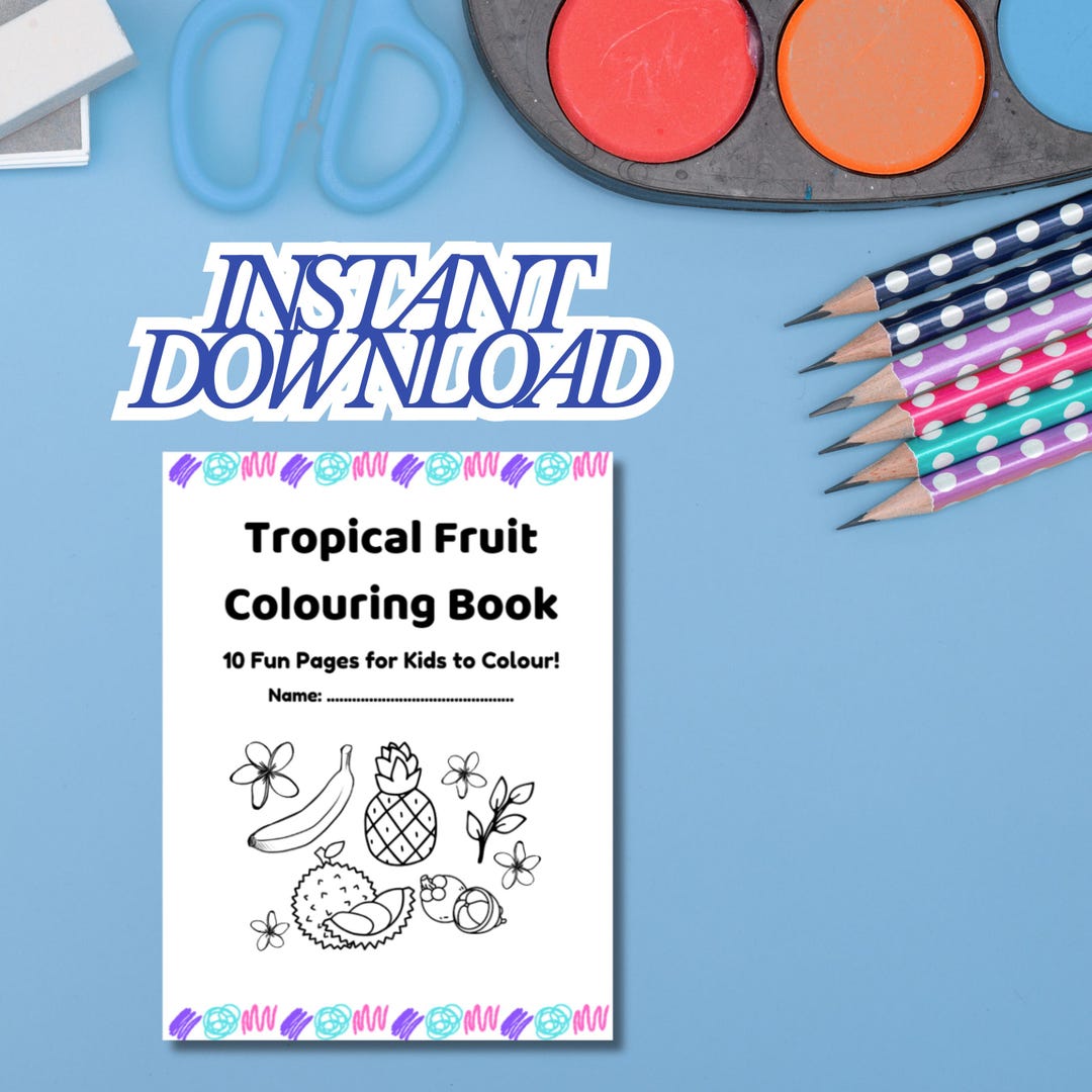 Tropical Fruit Colouring Book | Cute Cartoon Fruit Pages | Printable ...