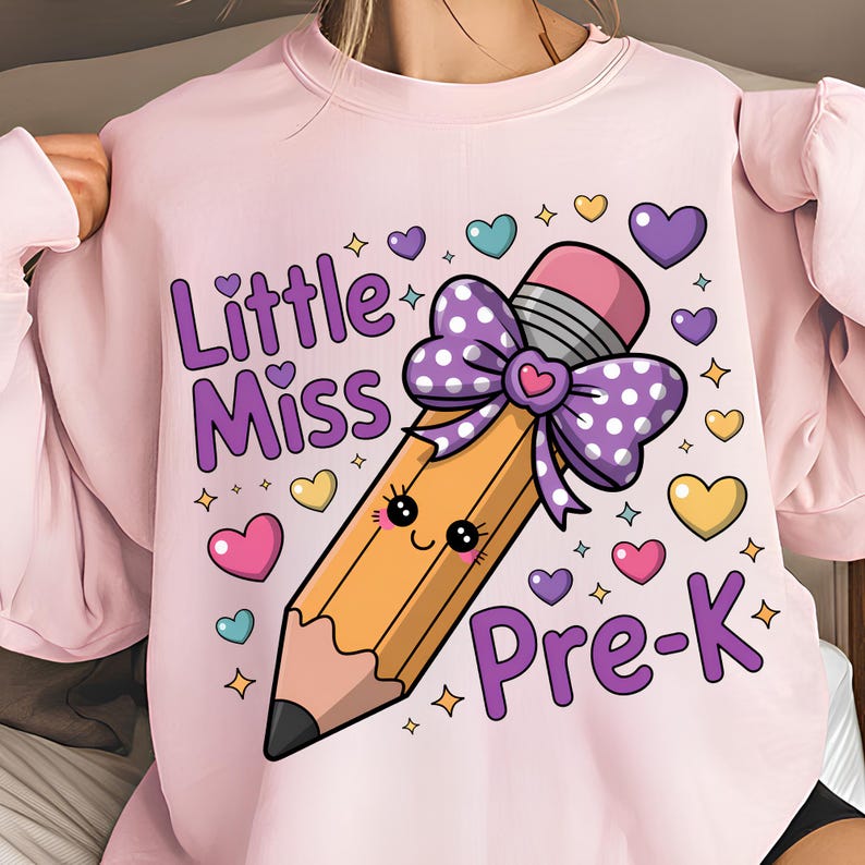 Little Miss Pre-k PNG T-shirt Design Kids Png Pre-kindergarten Png Prek ...