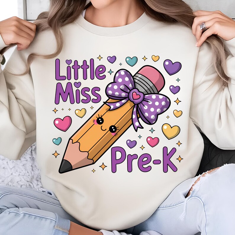 Little Miss Pre-k PNG T-shirt Design Kids Png Pre-kindergarten Png Prek ...