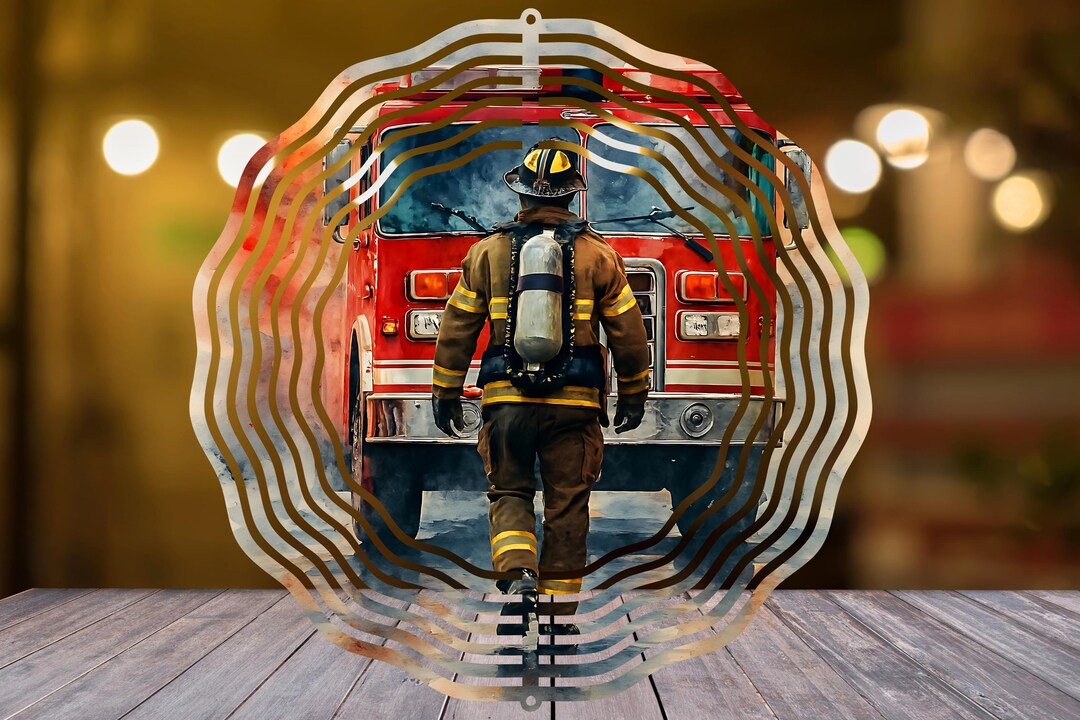 Fire Fighter Wind Spinner PNG Sublimation Spinner 10 Inch & 8 Inch Wind ...