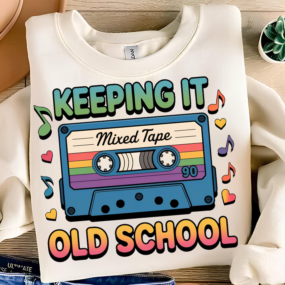 Cassette Tape PNG T-shirt Design 90's PNG Keeping It Old School PNG ...