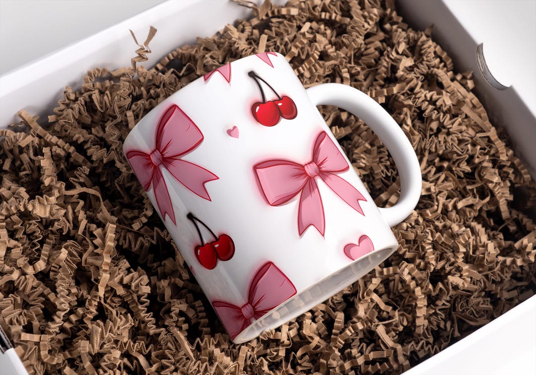 Envoltura para taza con lazo Cherry Coquette de 11 oz y 15 oz, diseño ...