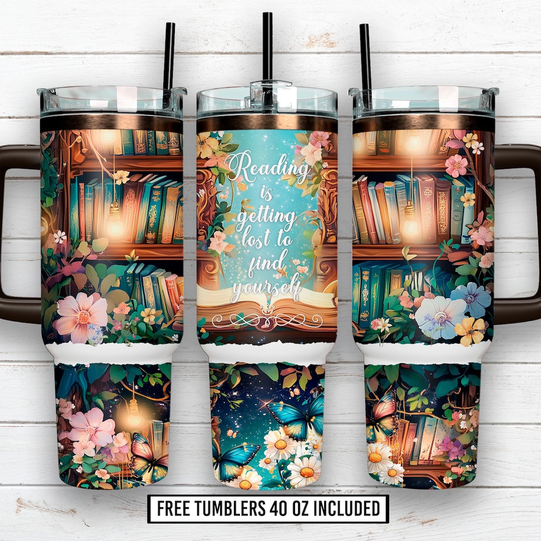 Bookish 40 Oz Quencher Tumbler Sublimation Design, Book Lover Tumbler ...