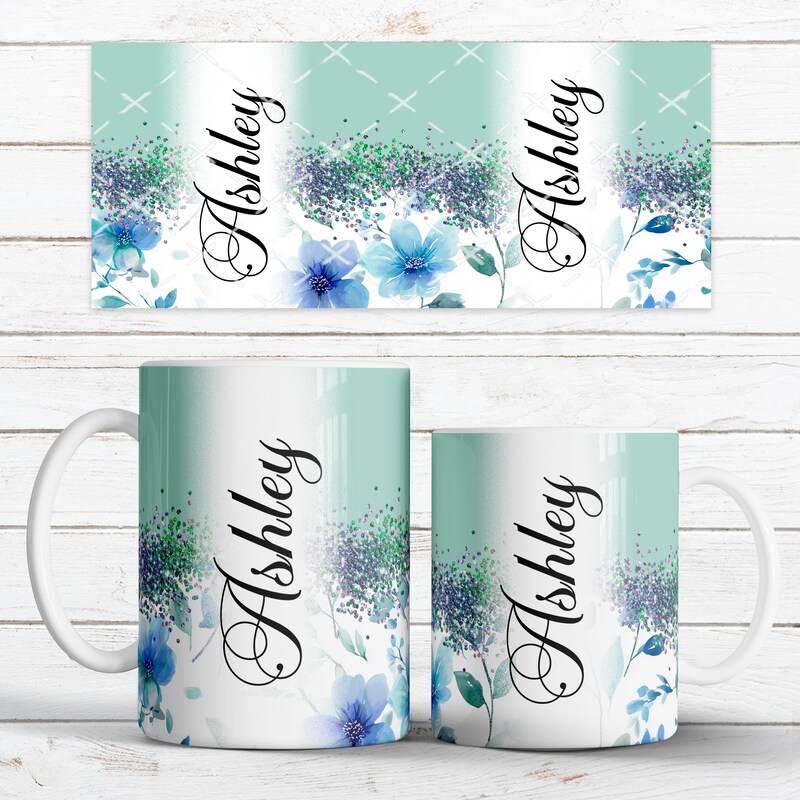Mugs With Name and Flower - Etsy