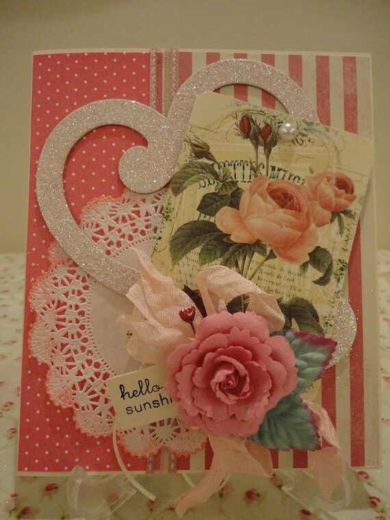 Items similar to Lovely Rose hello sunshine... Handmade Card on Etsy