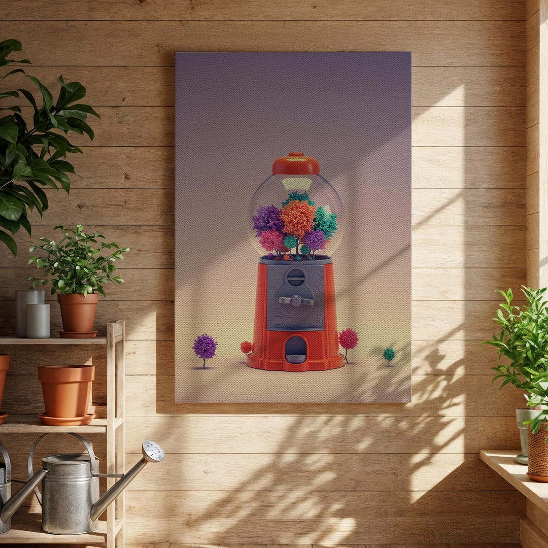 Gumball Machine With Trees Canvas Art – Whimsical Tree Design Inside ...