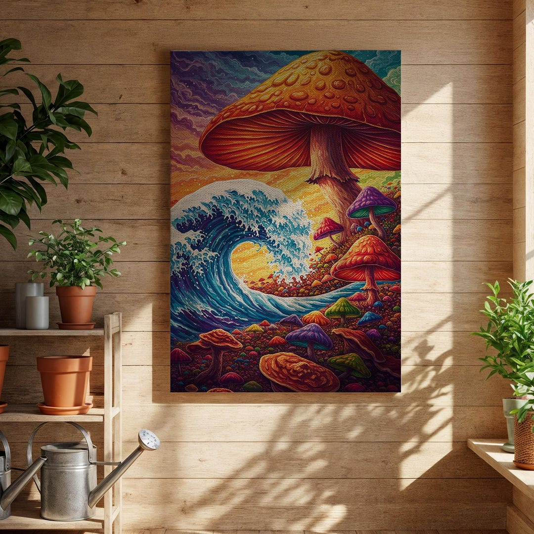 Imaginative Mushroom Wave Canvas Wall Art Surreal Abstract Decor ...