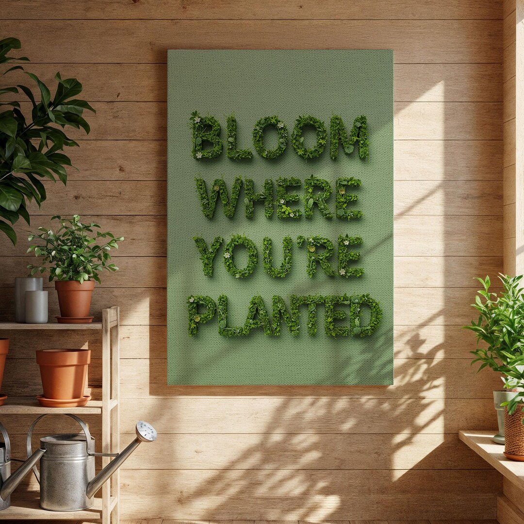 Bloom Where You're Planted Canvas Wall Art Inspirational Greenery ...