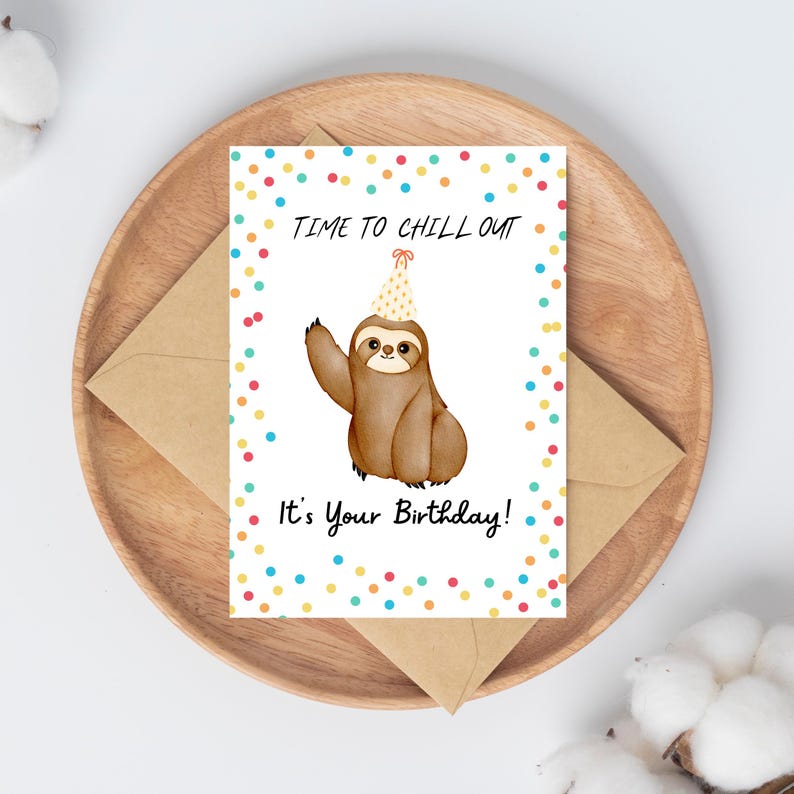 Sloth Birthday Card Printable | Cute Funny Animal Greeting Card ...
