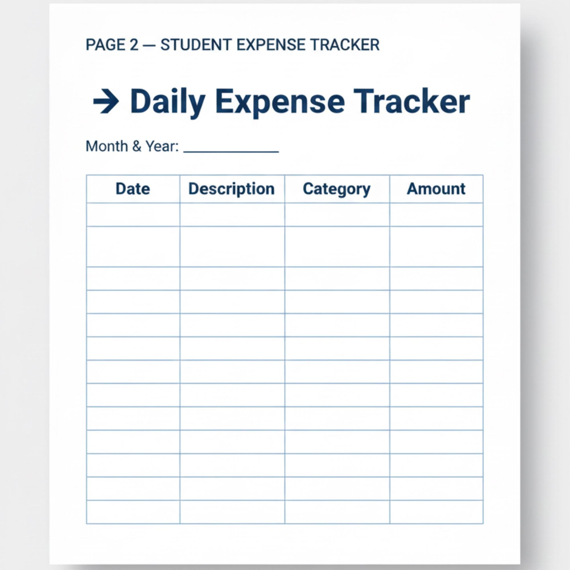 Student Budget Planner Printable | College Monthly Budget and Expense ...