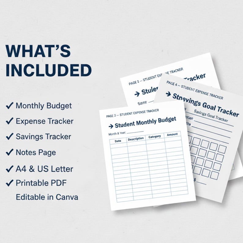 Student Budget Planner Printable | College Monthly Budget and Expense ...