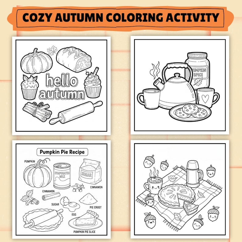 Cozy Autumn & Fall Coloring Book | 35+ Easy Bold Printable Pages ...