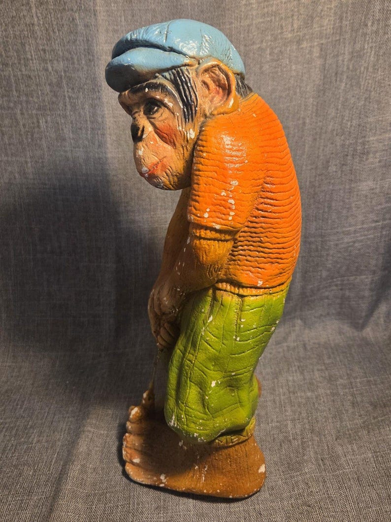 Vintage 1970 Golf Monkey Chimpanzee Chalkware Statue by Progressive Art ...