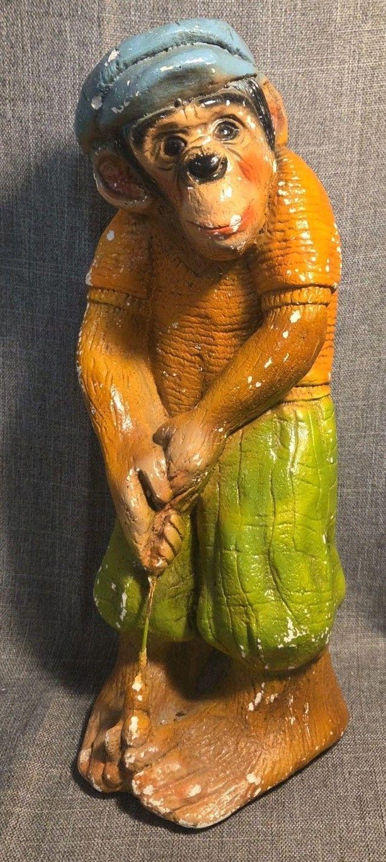 Vintage 1970 Golf Monkey Chimpanzee Chalkware Statue by Progressive Art ...