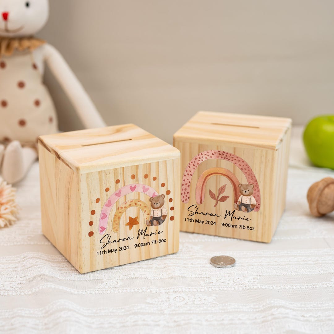 Personalized Money Box With Kids Name, Gift for New Baby, Coin Bank ...