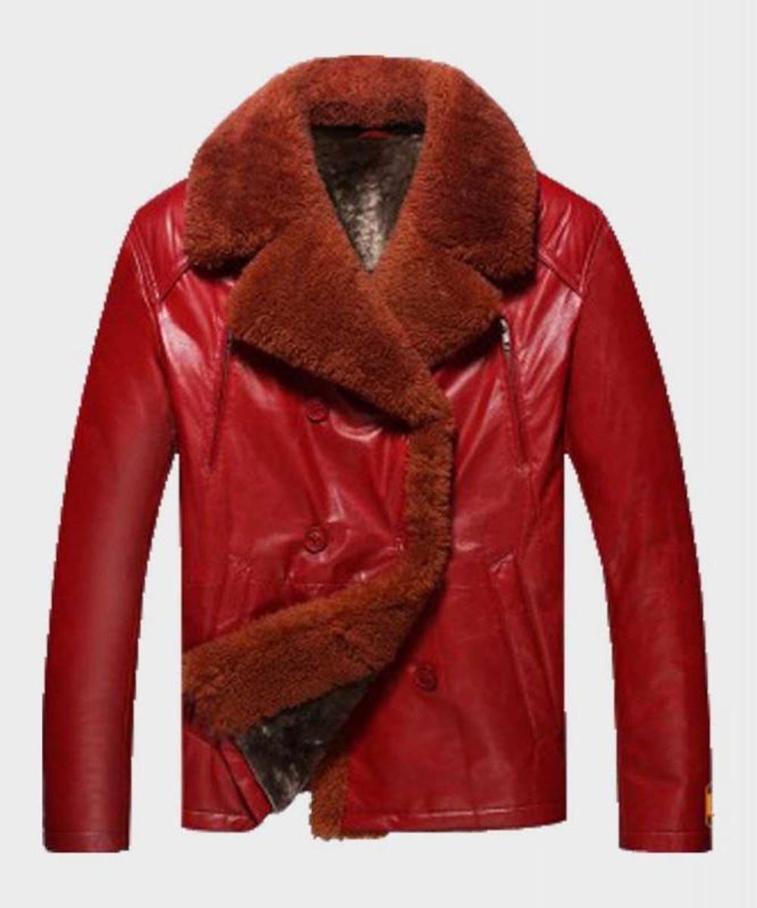 Men’s Red Shearling Jacket | Warm Fur Lined Winter Coat | Stylish ...