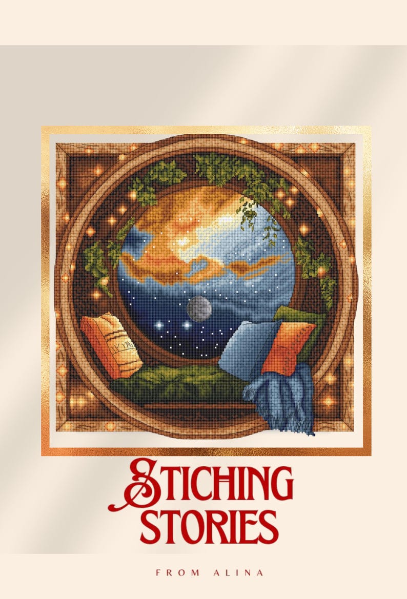Reading Nook Cross Stitch Pattern PDF, Magical Window Night Sky ...