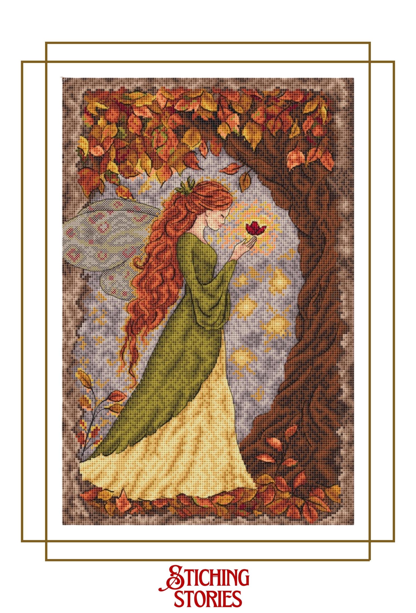 Whimsical Forest Sprite Holding a Blossom - DIY Stitching Design - Etsy