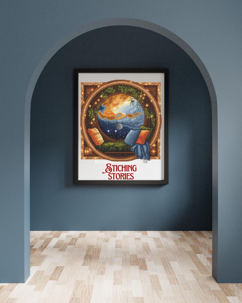 Reading Nook Cross Stitch Pattern PDF, Magical Window Night Sky ...