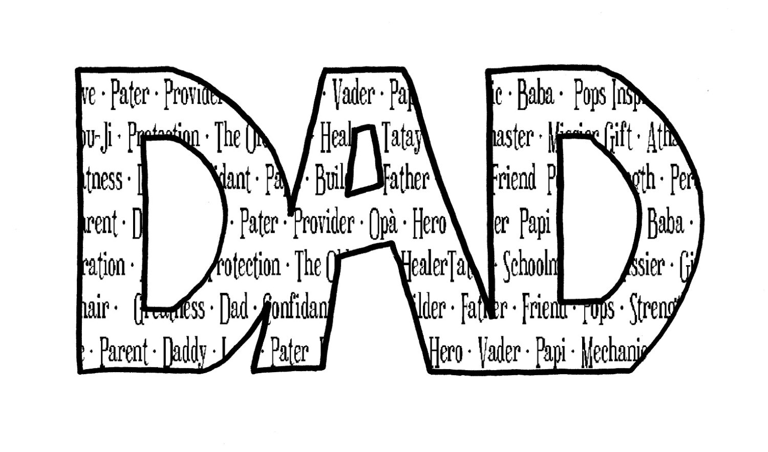 Dad Calligram Digistampdigi or Digital Stamp Clip Art - Etsy