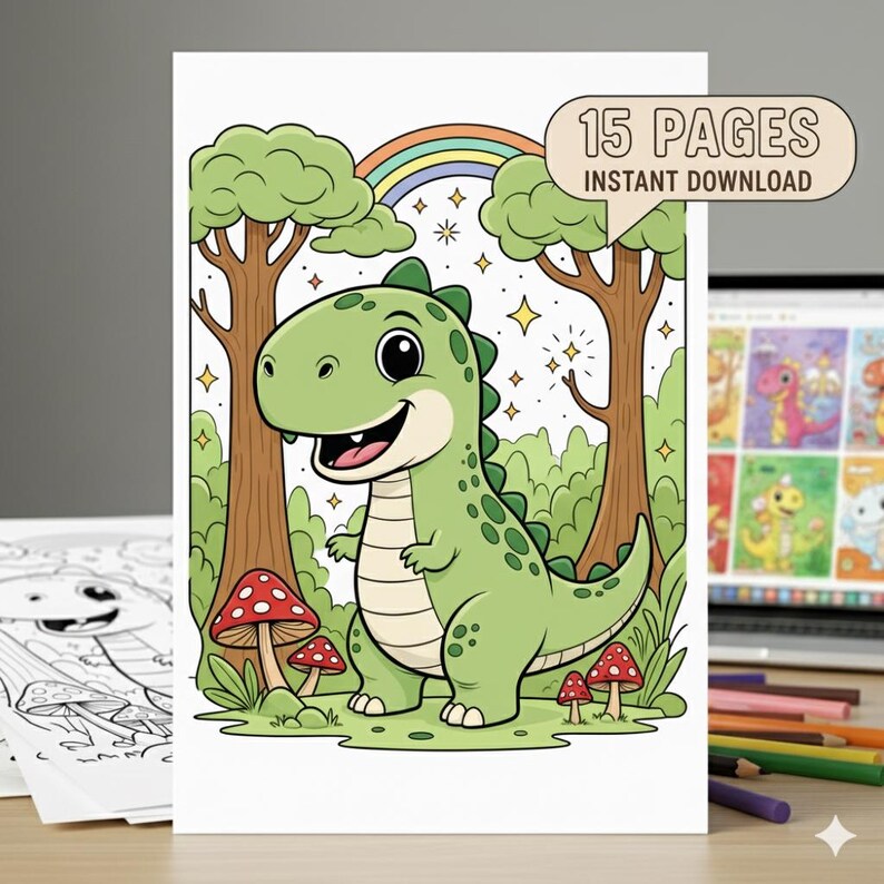 Dinosaur Coloring Pages for Kids 15|fun Dino Activity Book | Printable ...