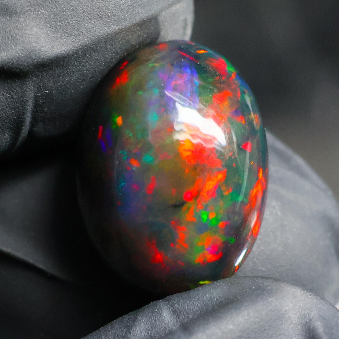 Buy Black Opal Cabochon 4.35 Ct, Smoked Ethiopian Opal, Loose Opal ...