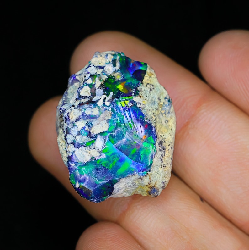 Buy Black Smoked Ethiopian Opal Rough 33.95 | Welo Opal Rough Stone ...