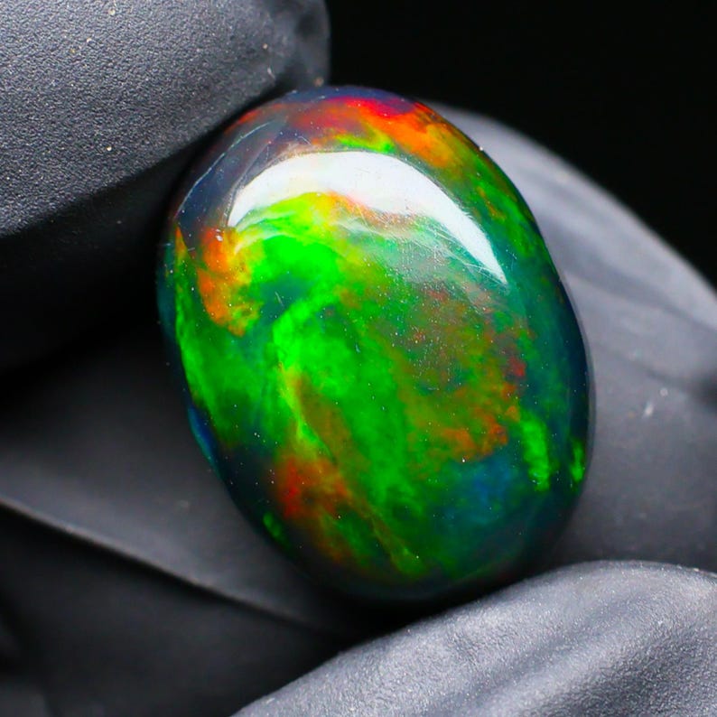 Buy Black Opal Cabochon 4.45 Carat Ethiopian Opal Loose Gemstone Smoked ...