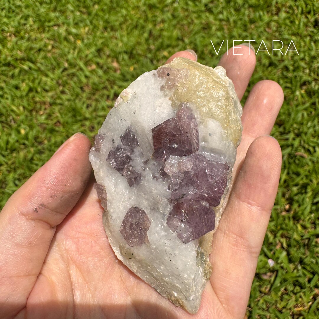 Purple Spinel on White Marble Matrix ~ Natural Semi-precious Gemstone ...