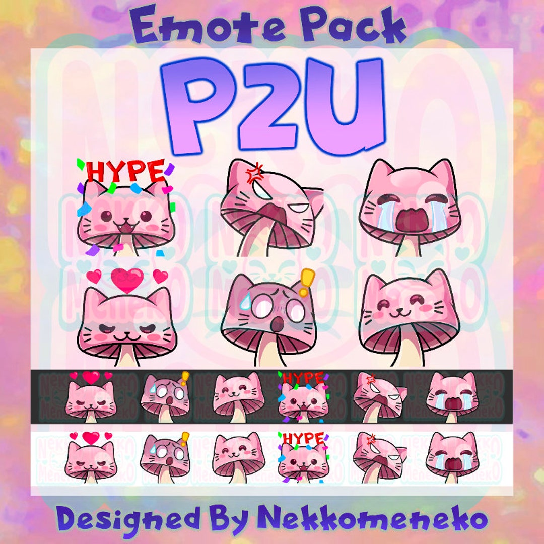 TWITCH EMOTE PACK! P2U Mushroom Cats (pink) |streamer Emote | Emote ...