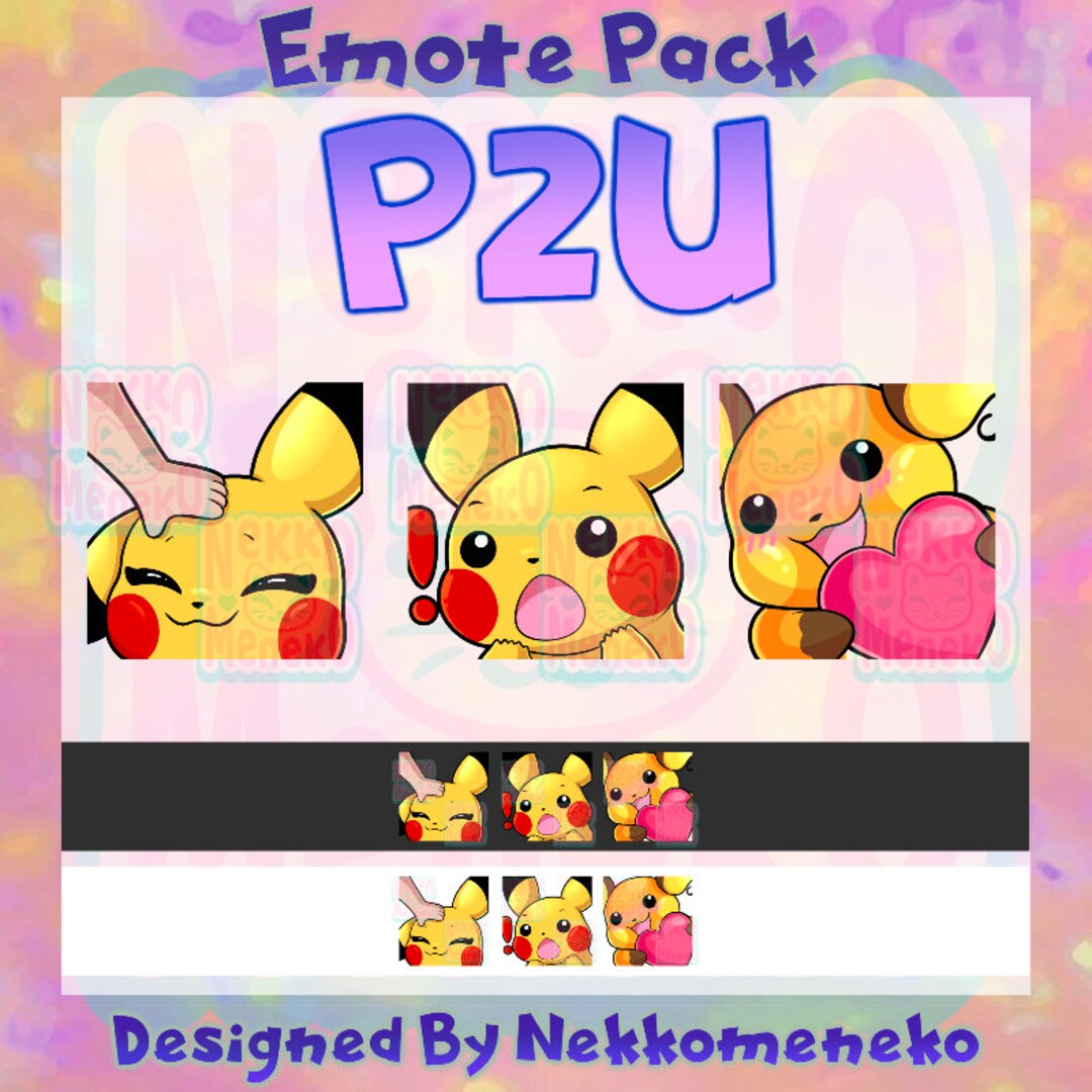 TWITCH EMOTE PACK! P2U Pikachu, Raichu |streamer Emote | Emote, Anime ...