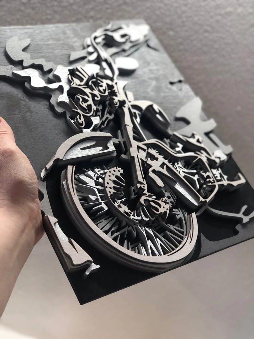 3D Layered Motorcycle Wall Art CDR | Laser Cut Multilayer Panel ...
