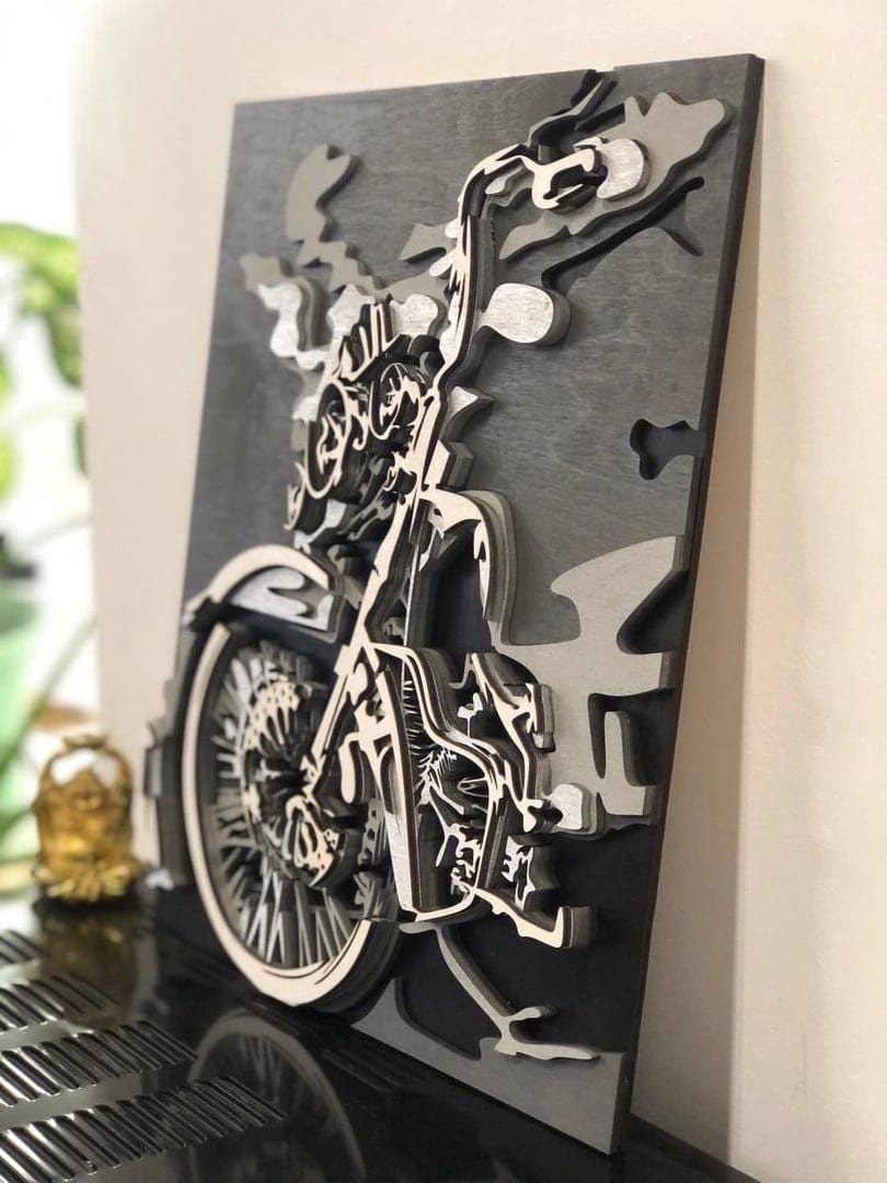 3D Layered Motorcycle Wall Art CDR | Laser Cut Multilayer Panel ...