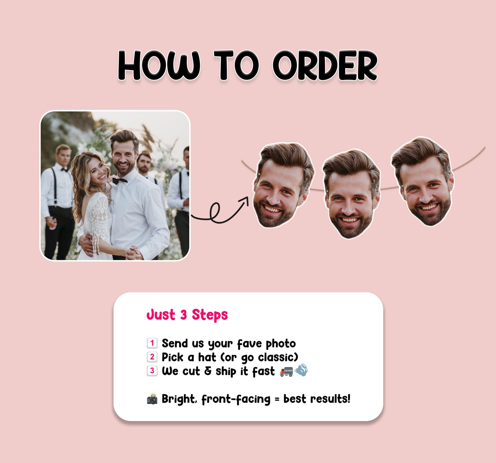 Custom Face Banner – Bride & Groom Photo Garland for Bachelorette ...